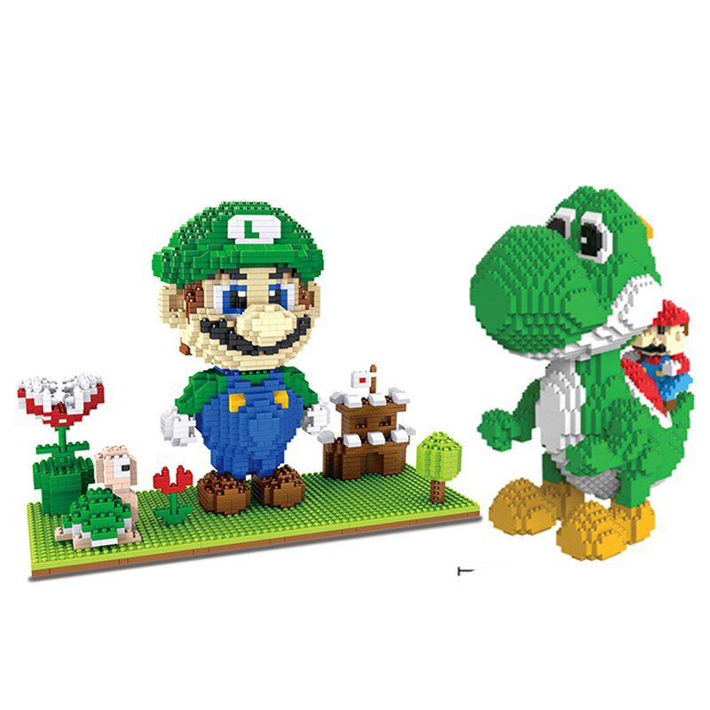 20cm Flying Super Mario Dragon Yoshi Block Bowser Building Block Anime ...