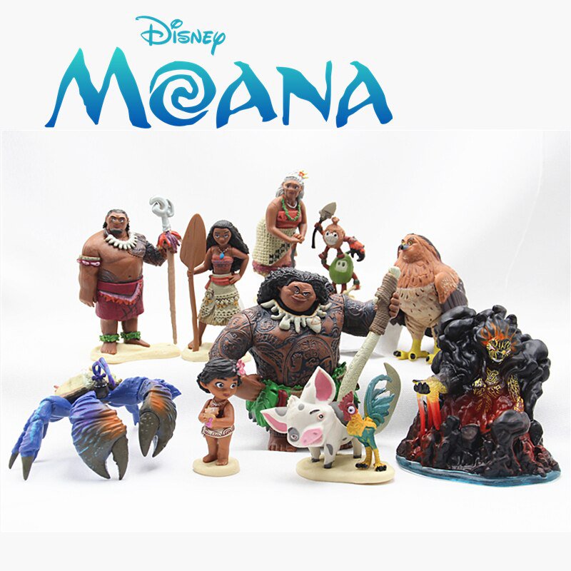 DISNEY Moana Princess Legend 10Pcs/set Quality Dolls Vaiana Maui Chief ...