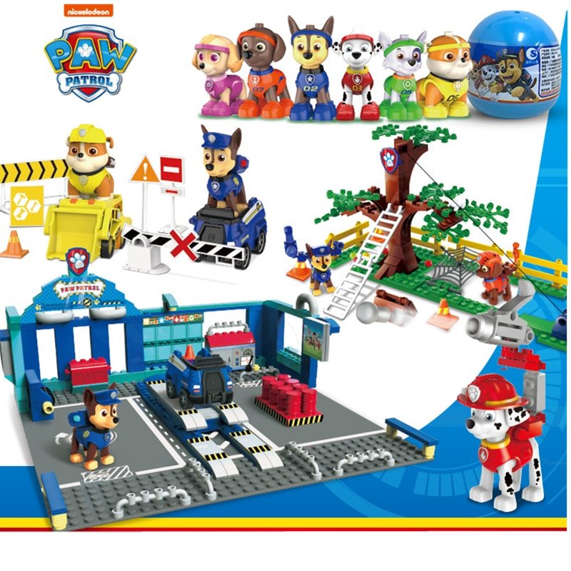 Paw Patrol Action Figure Puppy Patrol Building Block Scene Assembled Garage