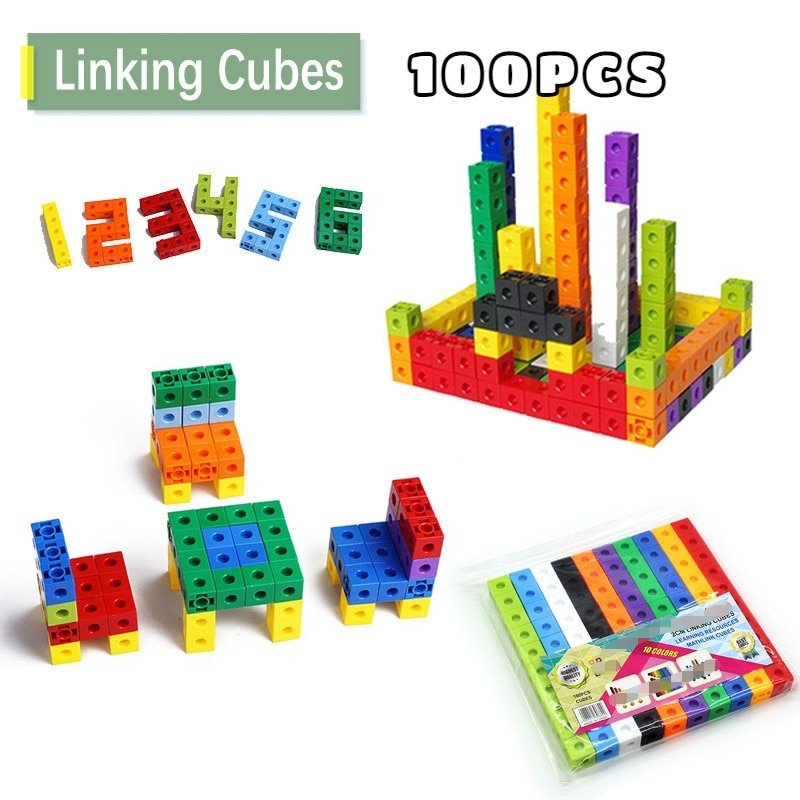 100Pcs/Set 2x2x2CM Square Cube Shape Building Blocks Educational Toys ...