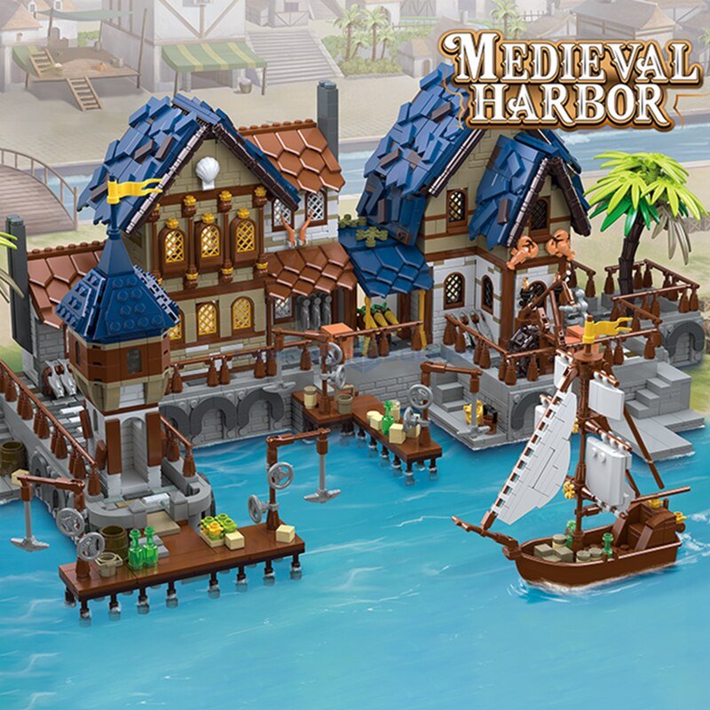 Harbor Medieval Town Landscape View Series MOC Ideas Pier Wharf ...