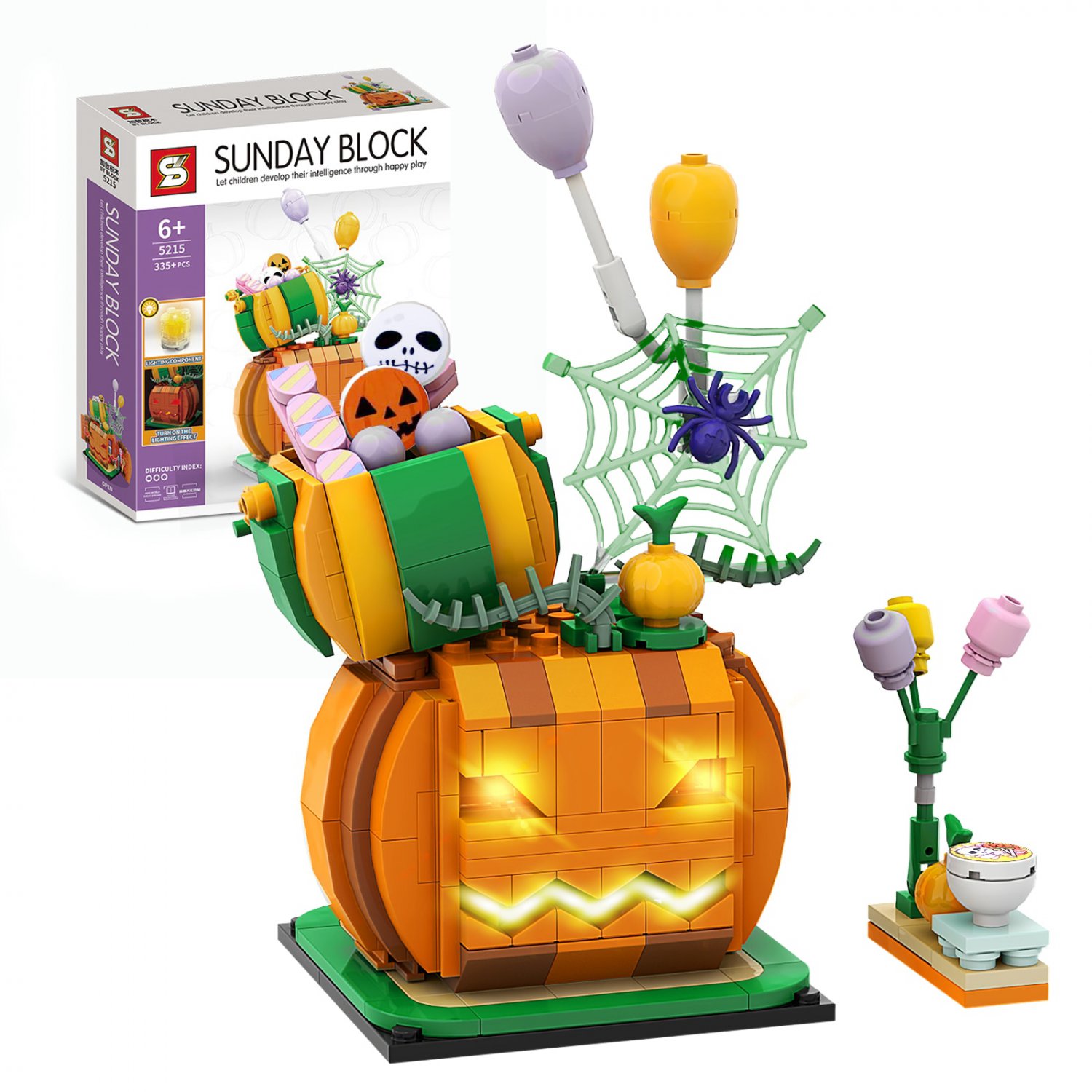 BuildMoc Halloween Pumpkin Cabin Building Blocks Set Decoration Little ...