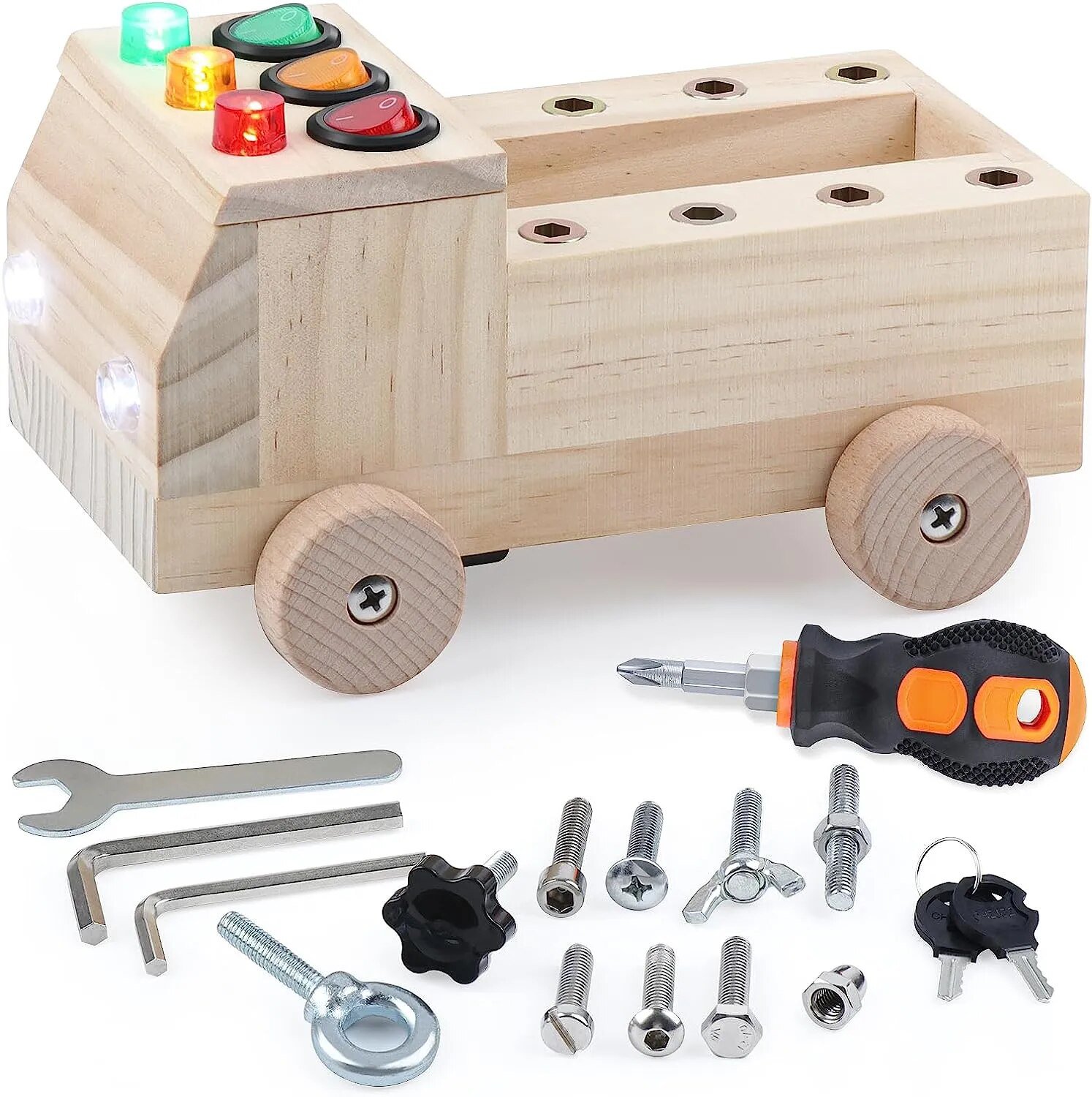 Montessori Toddler Busy Board Baby Wooden Busy Board with 8 LED Light ...