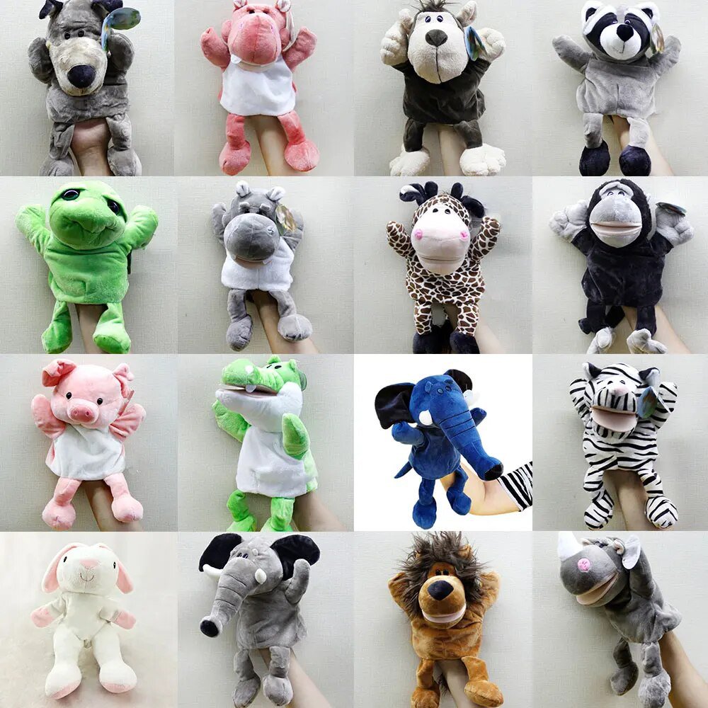 16 Styles Full Body Animals Plush Hand Puppet Cartoon Rabbit Pig Lion Toys