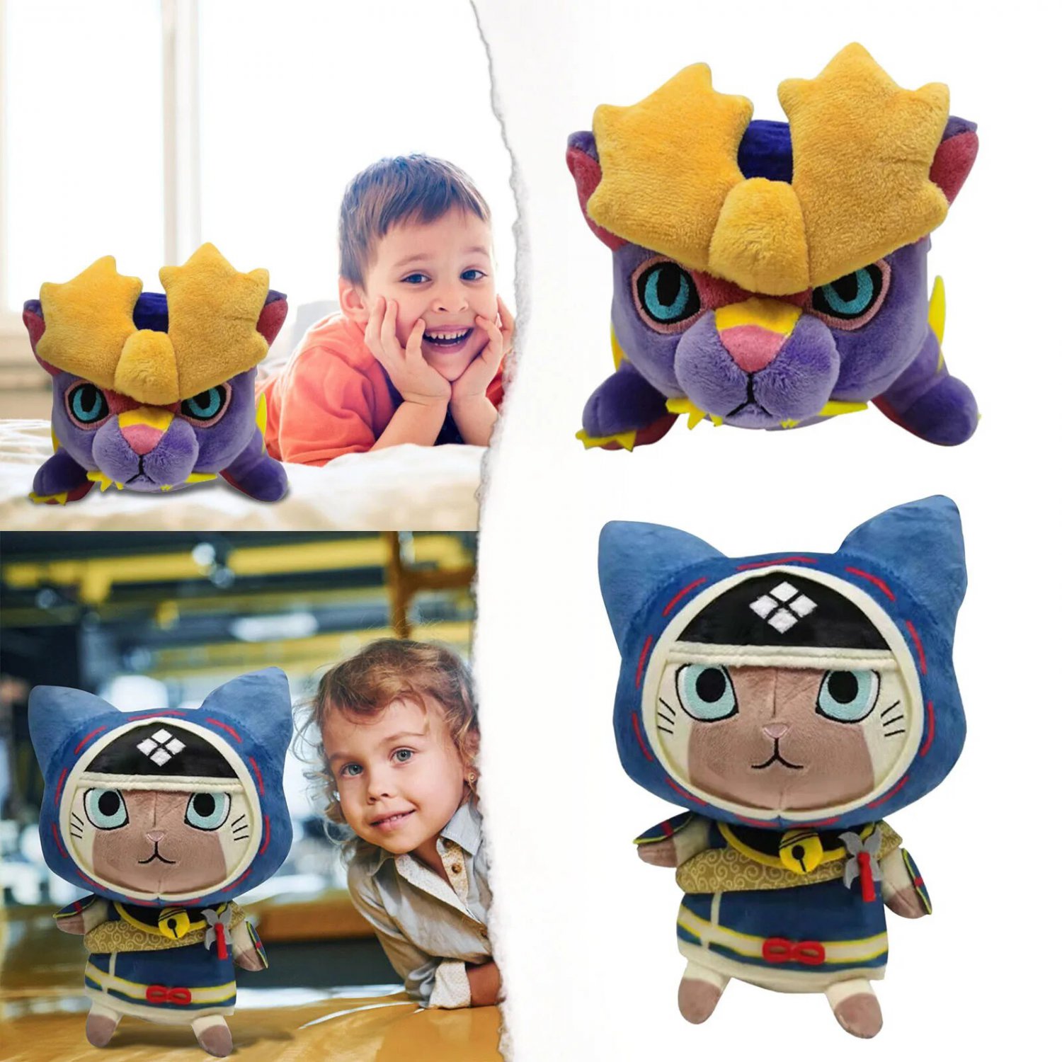 Game Character Monster Hunter Rise Plush Toys Tiger Dragon Ailu Cat ...