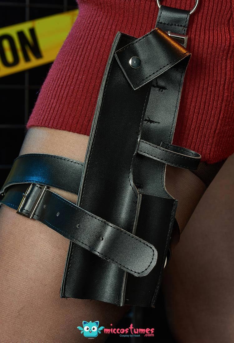 Women Ada Wong Cosplay Costume Sweater Dress Set with Gloves