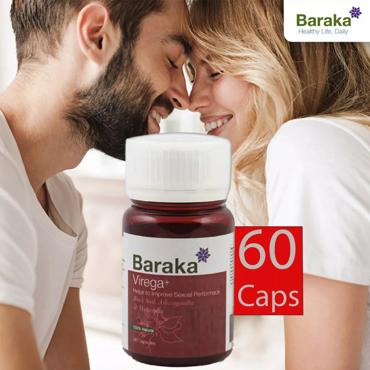 BARAKA VIREGA Capsules 60 Ashwagandha Caps Ayurvedic Vigra for Bedroom Happiness