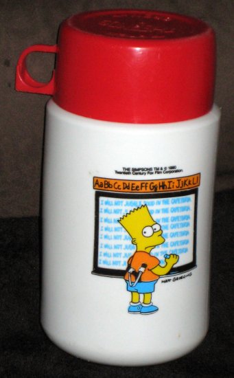 SOLD Simpsons Plastic Red Lunch Box with Thermos Lunchbox Bart Simpson ...