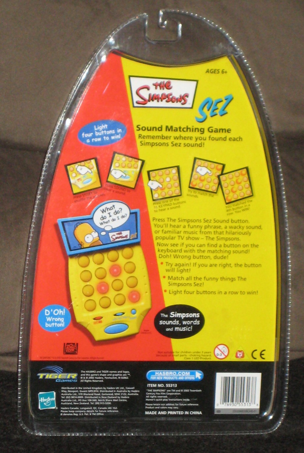 The Simpsons Sez Sound Matching Game Homer Simpson 2002 Tiger Games ...