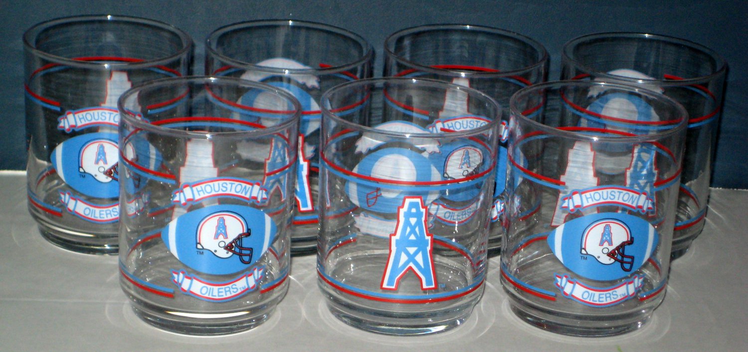 Vintage Houston Oilers Lot Drinking Glasses Tumblers + Room Decorating ...