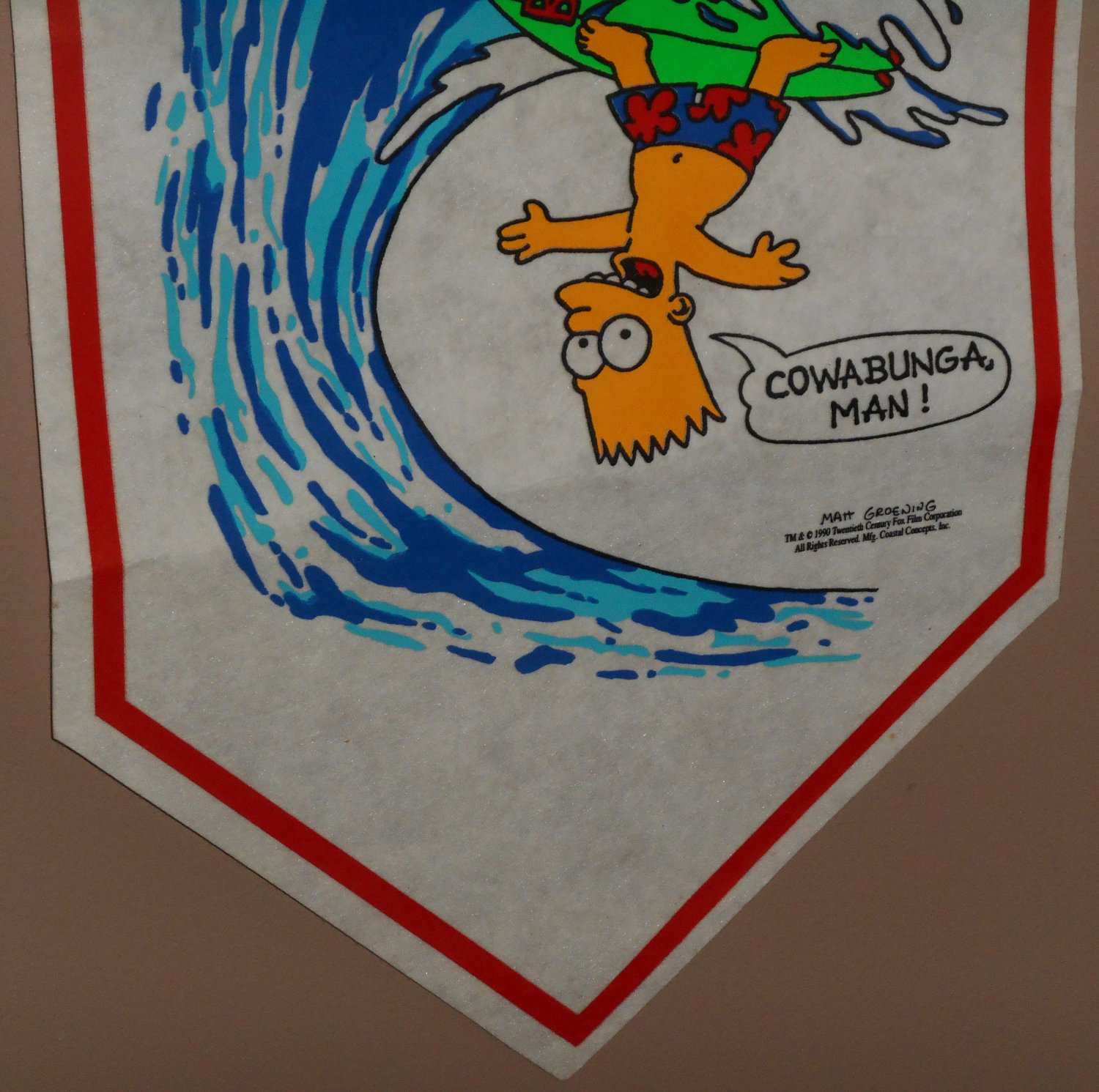 The Simpsons Bart Simpson Felt Wall Banner Pennant Cowabunga Man ...