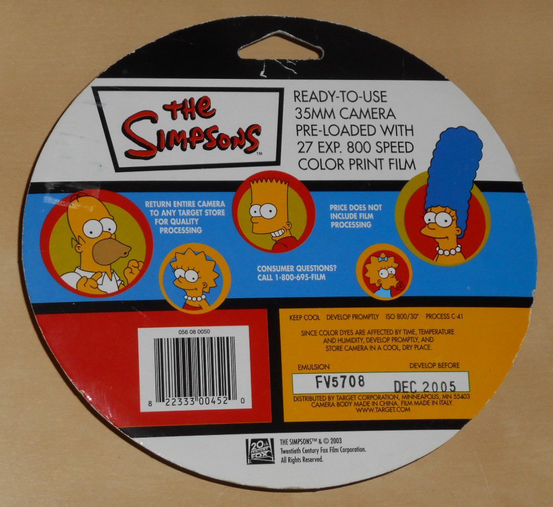 The Simpsons Disposable Ready To Use 35MM Flash Camera 27 Exposures 800 ...