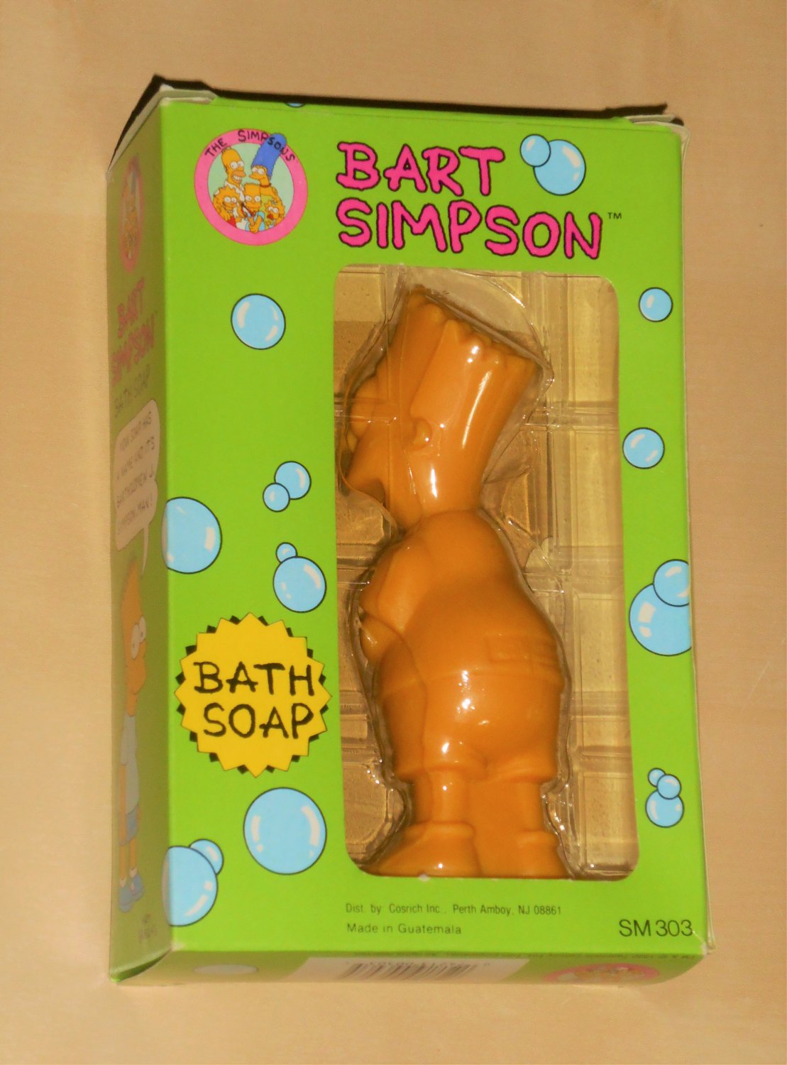 Bart Simpson Bath Soap Bar SM303 Wash It Dude Yellow The Simpsons 1990 ...