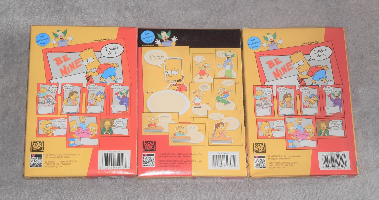 Simpsons Valentine's Cards Lot Includes 3 Boxes of 32 Homer Bart Marge ...