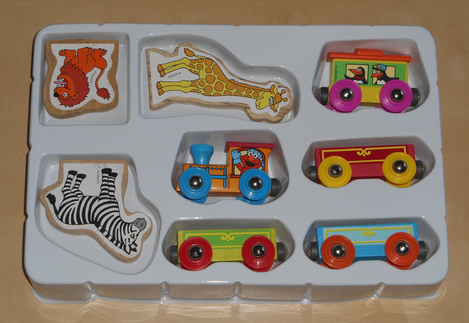 Sesame Street Animal Train Hardwood Play Set Elmo Tootsietoy 4526 With ...