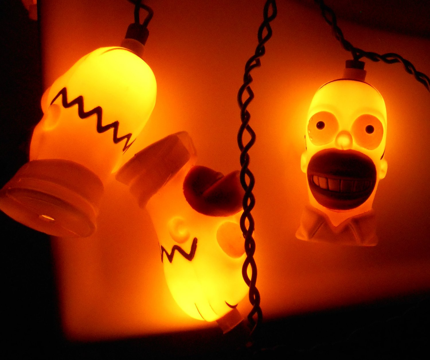 Homer Simpson Heads Decorative 10 Light String Set Fox TV 2002 The Simpsons