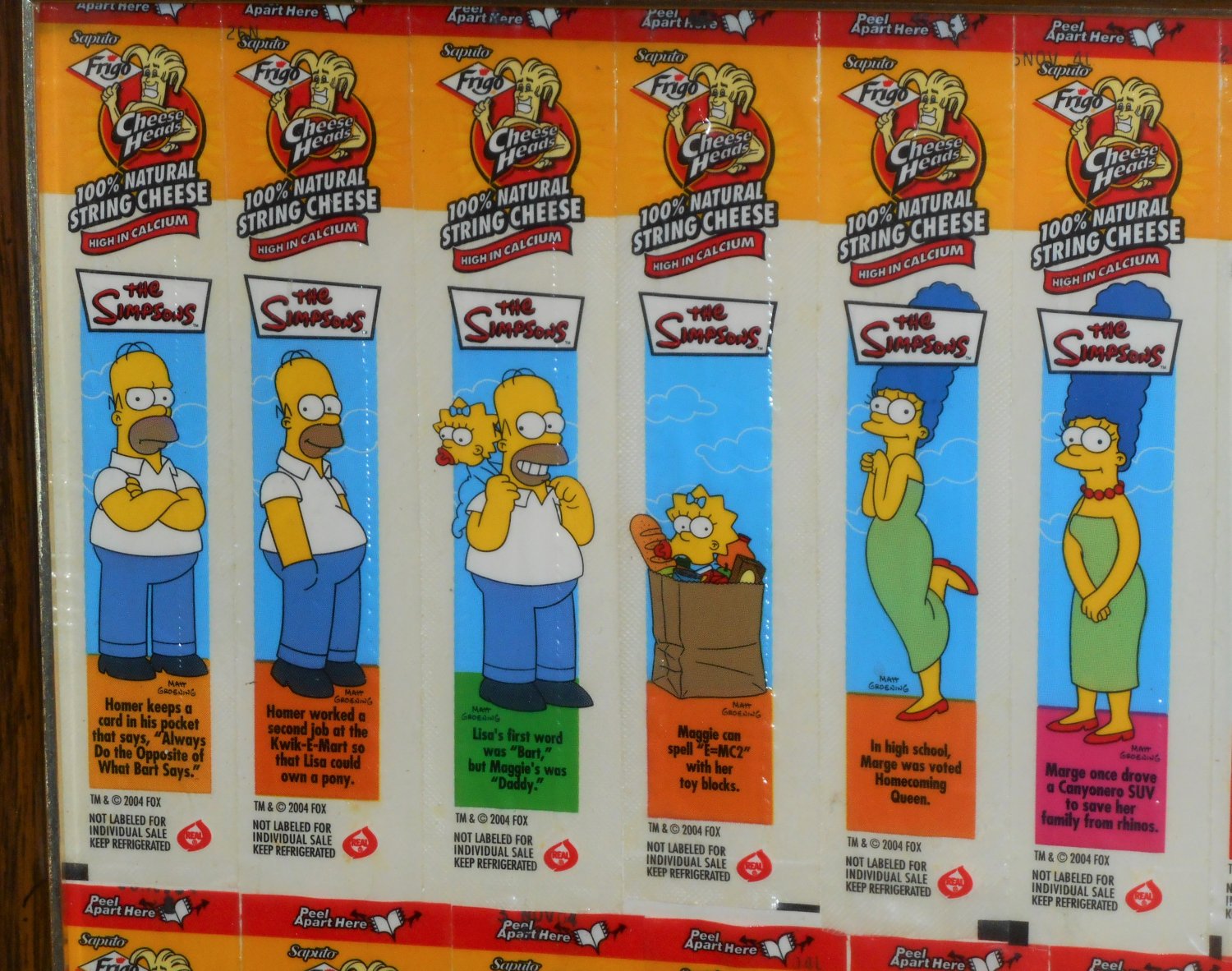 Simpsons Frigo Cheese Heads Wrapper Set Homer Marge Bart Lisa Maggie ...