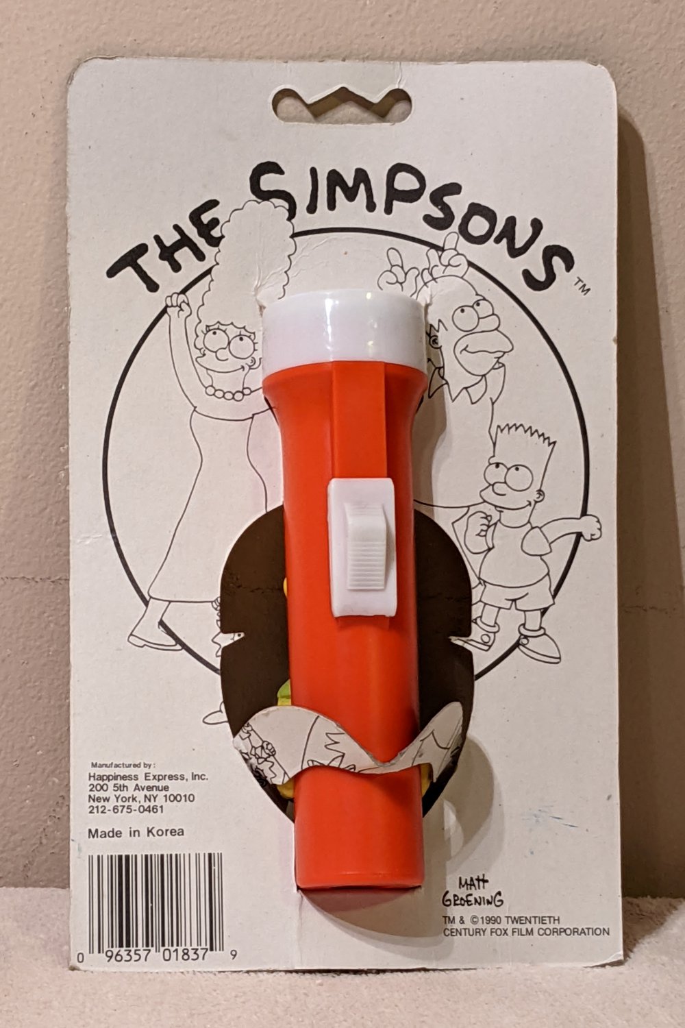 The Simpsons Bart Simpson Flashlight Green Shirt 1990 Happiness Express ...