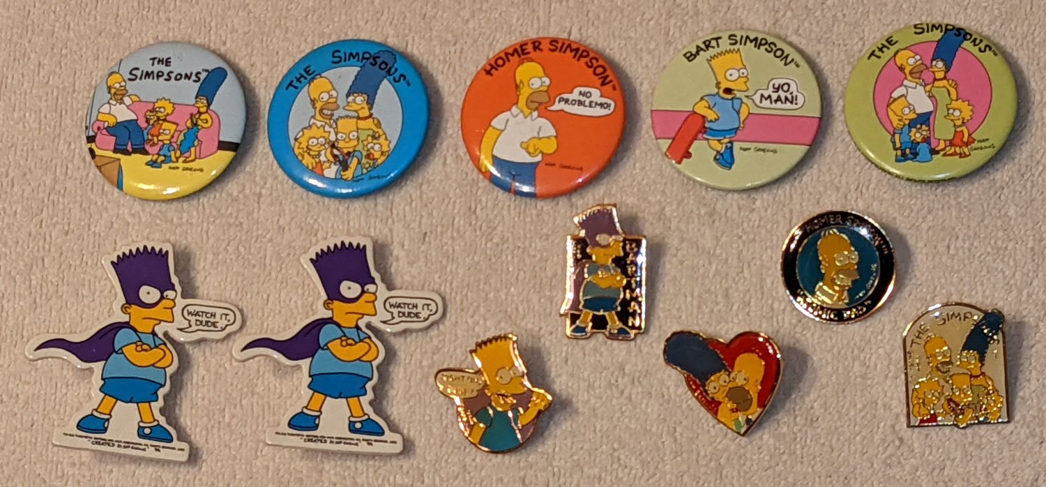 Simpsons Button & Pin Lot of 31 Great Big Homer Marge Bart FOX ...