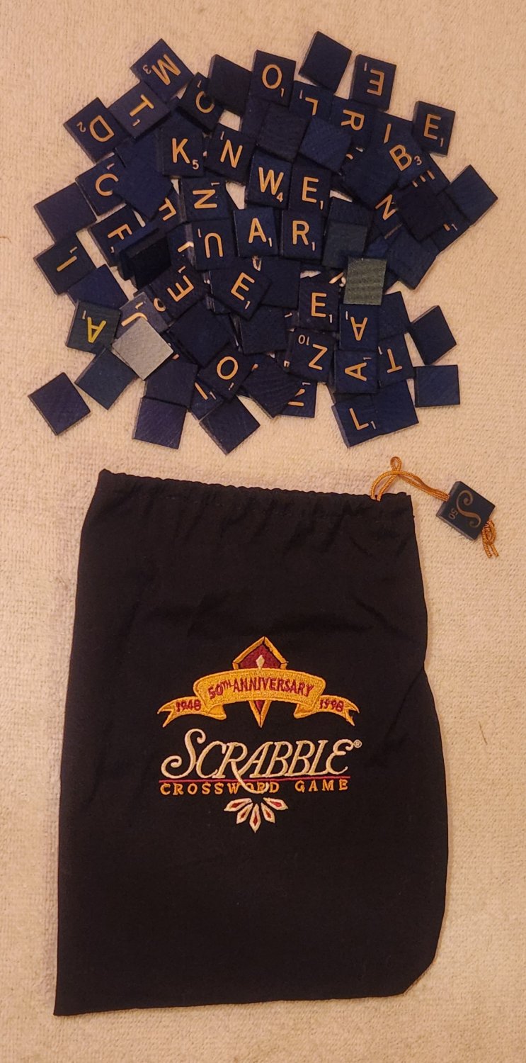 Scrabble 50th Anniversary Collector s Edition Crossword Game 4808 Rotating Turntable Blue Tiles 1998 scrabble-50th-anniversary-collector-s-edition-crossword-game-4808-rotating-turntable-blue-tiles-1998