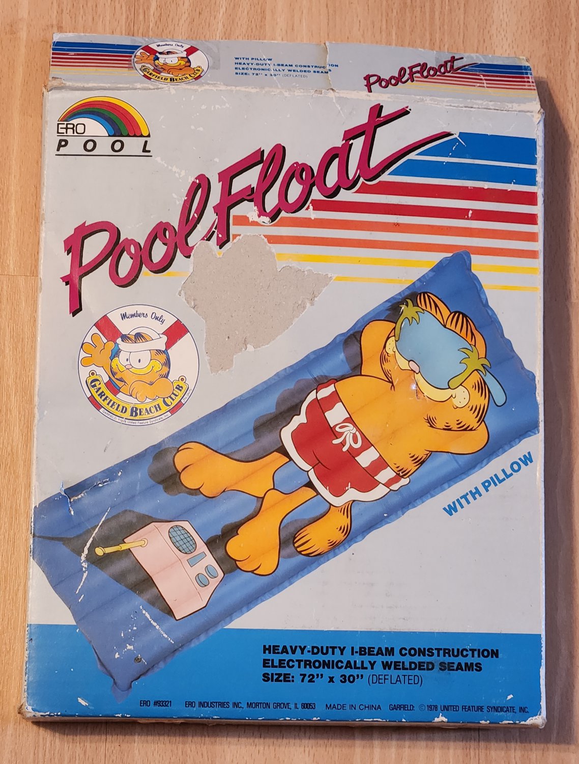 Garfield the Cat Vinyl Pool Float Raft Members Only Beach Club 72 x 30 ...