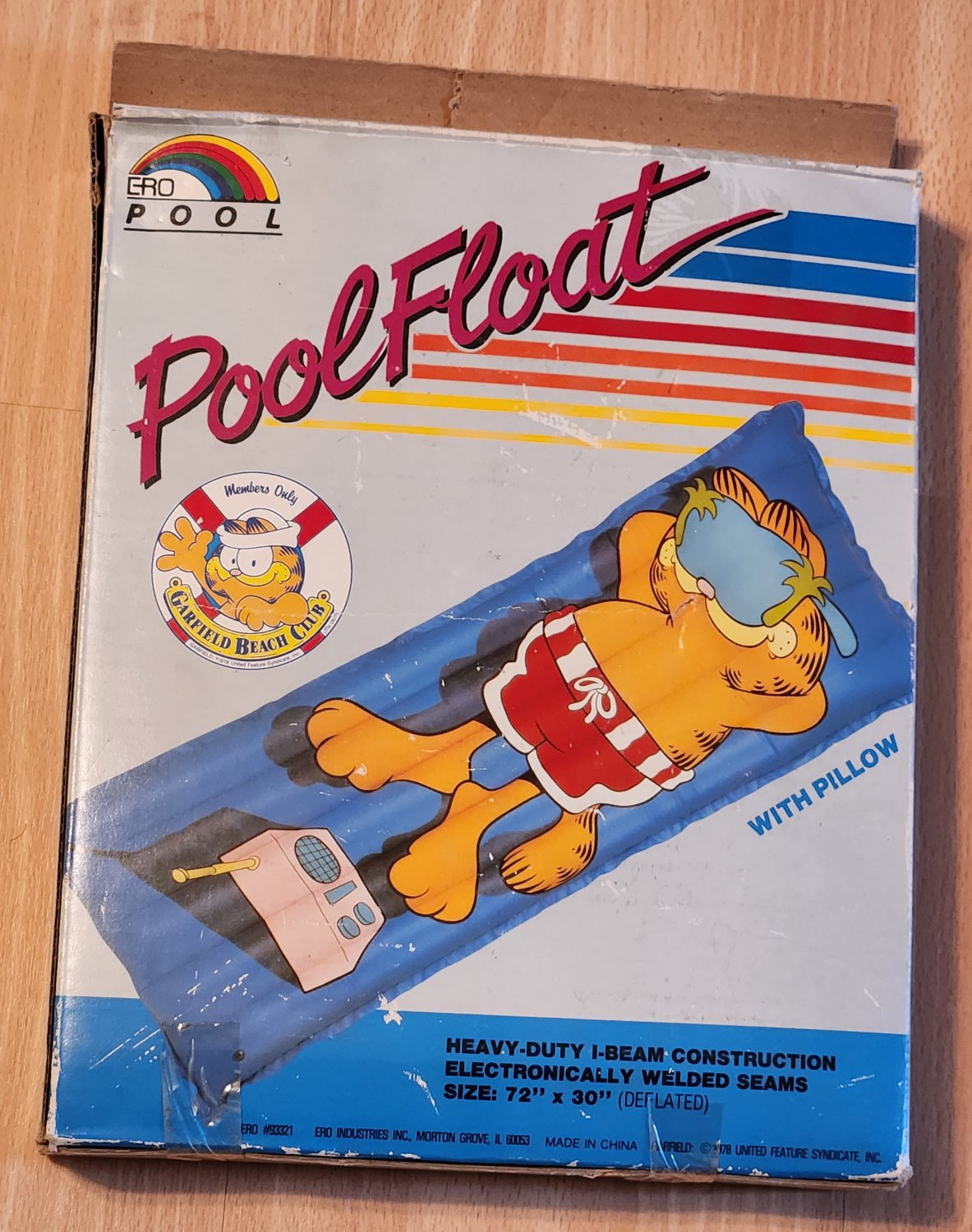 Garfield the Cat Vinyl Pool Float Raft Members Only Beach Club 72 x 30 ...