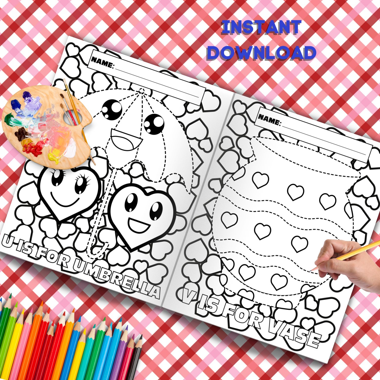 valentines alphabets coloring pages | Valentine's Day Trace & Color ...