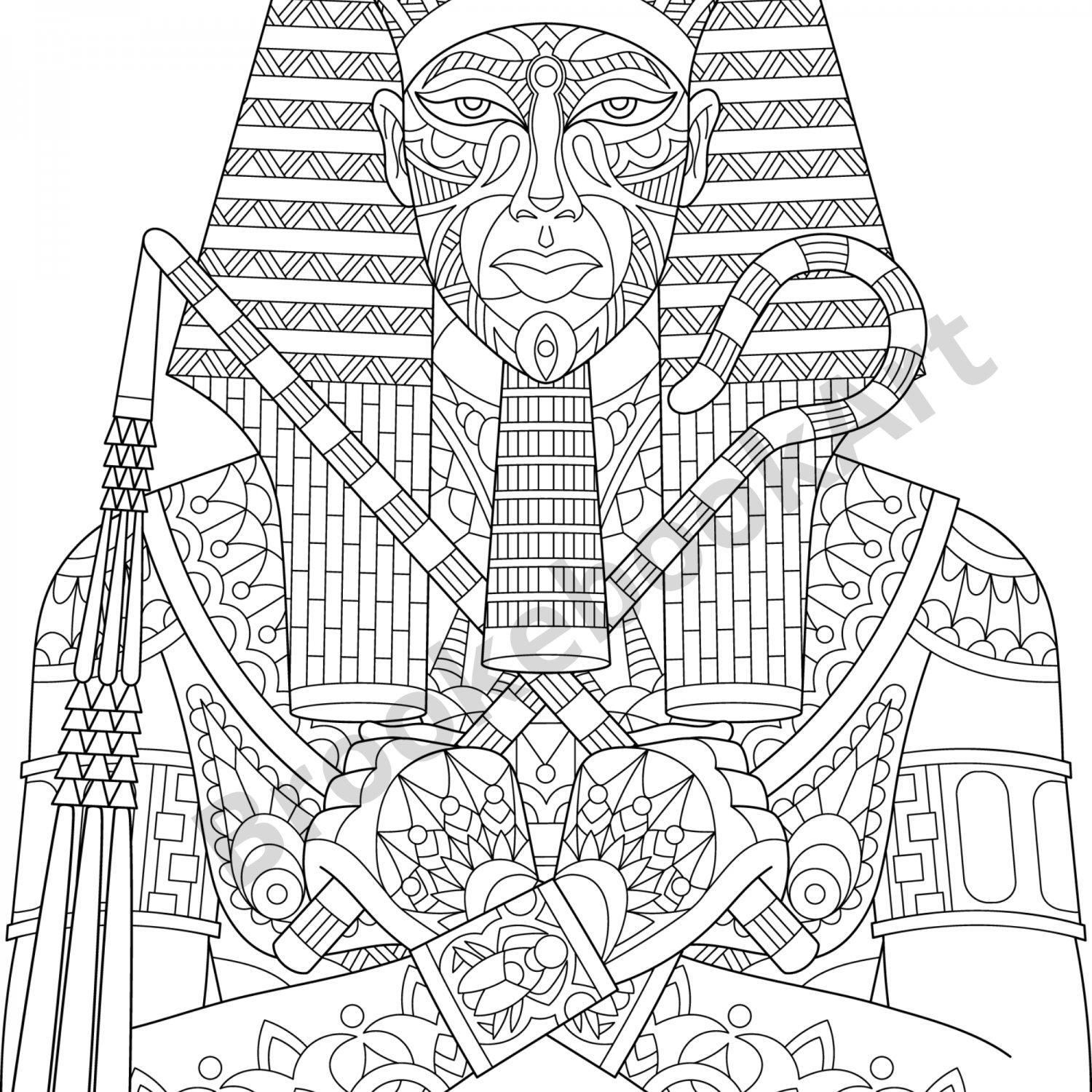 Egyptian Coloring Pages | Pharaoh King and Queen Designs | For adult ...