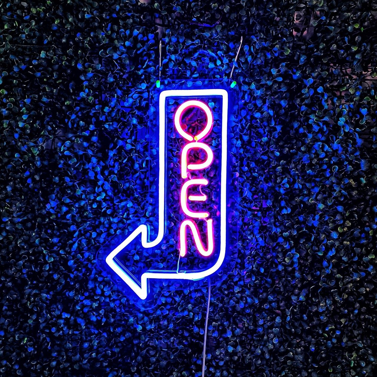 OPEN Signage Vertical with Arrow LED Neon Sign, Open signage restaurant ...