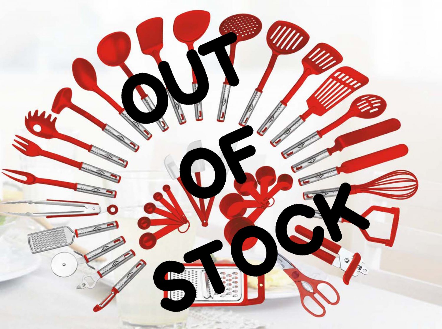 Red 38 Piece Kitchen Utensils Set