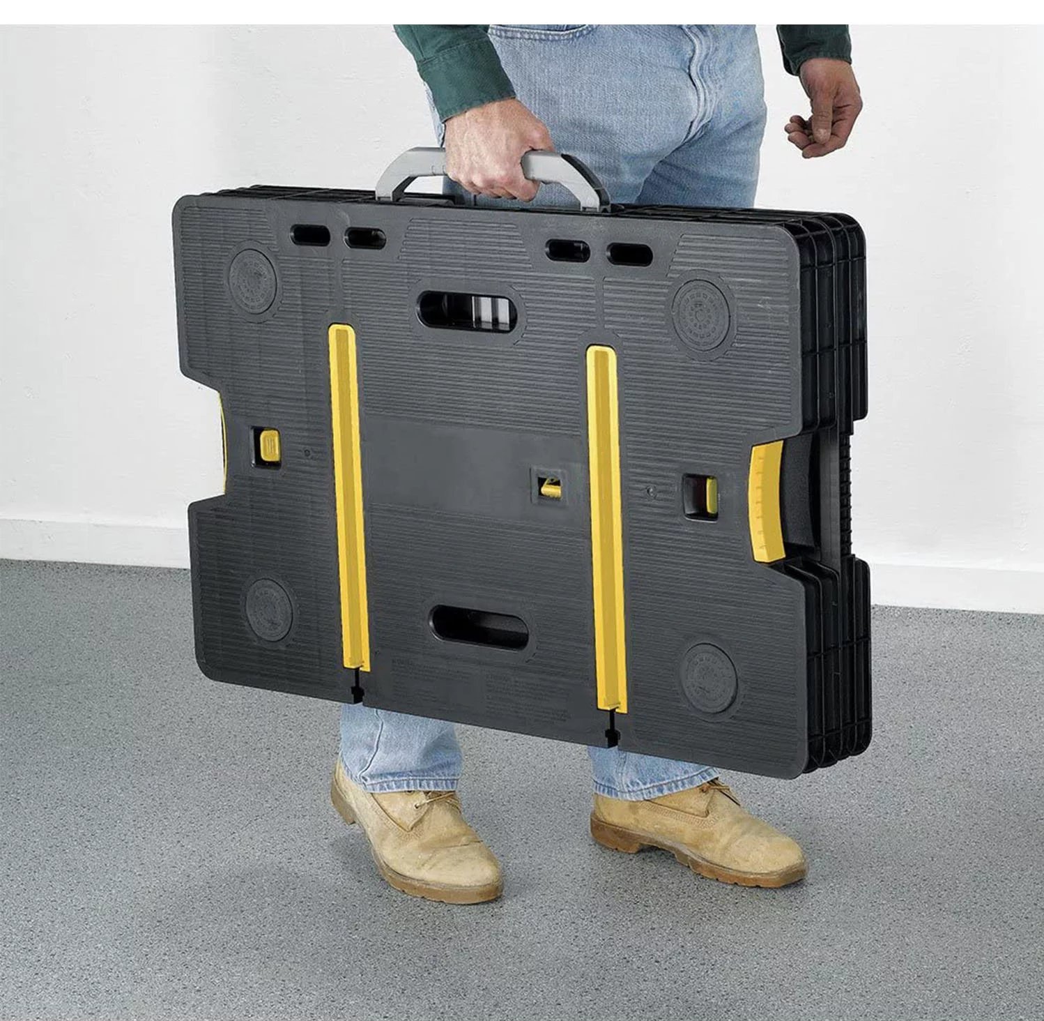 Keter Folding Portable Workbench Sawhorse with (2) 12" Clamps, Black ...