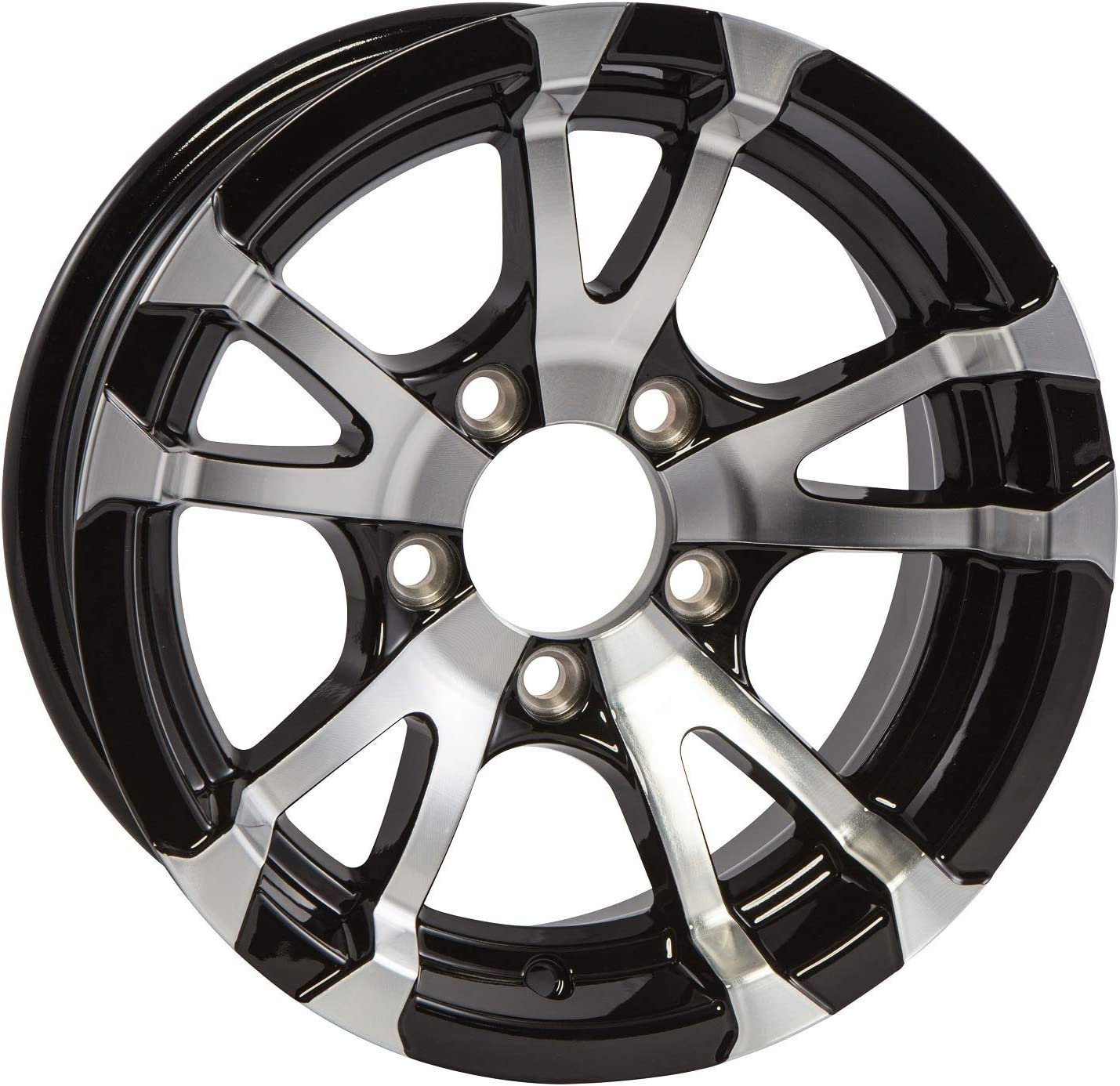 Aluminum Boat Camper Trailer Rim Wheel 5 Lug 14 in. Avalanche V-Spoke/Black