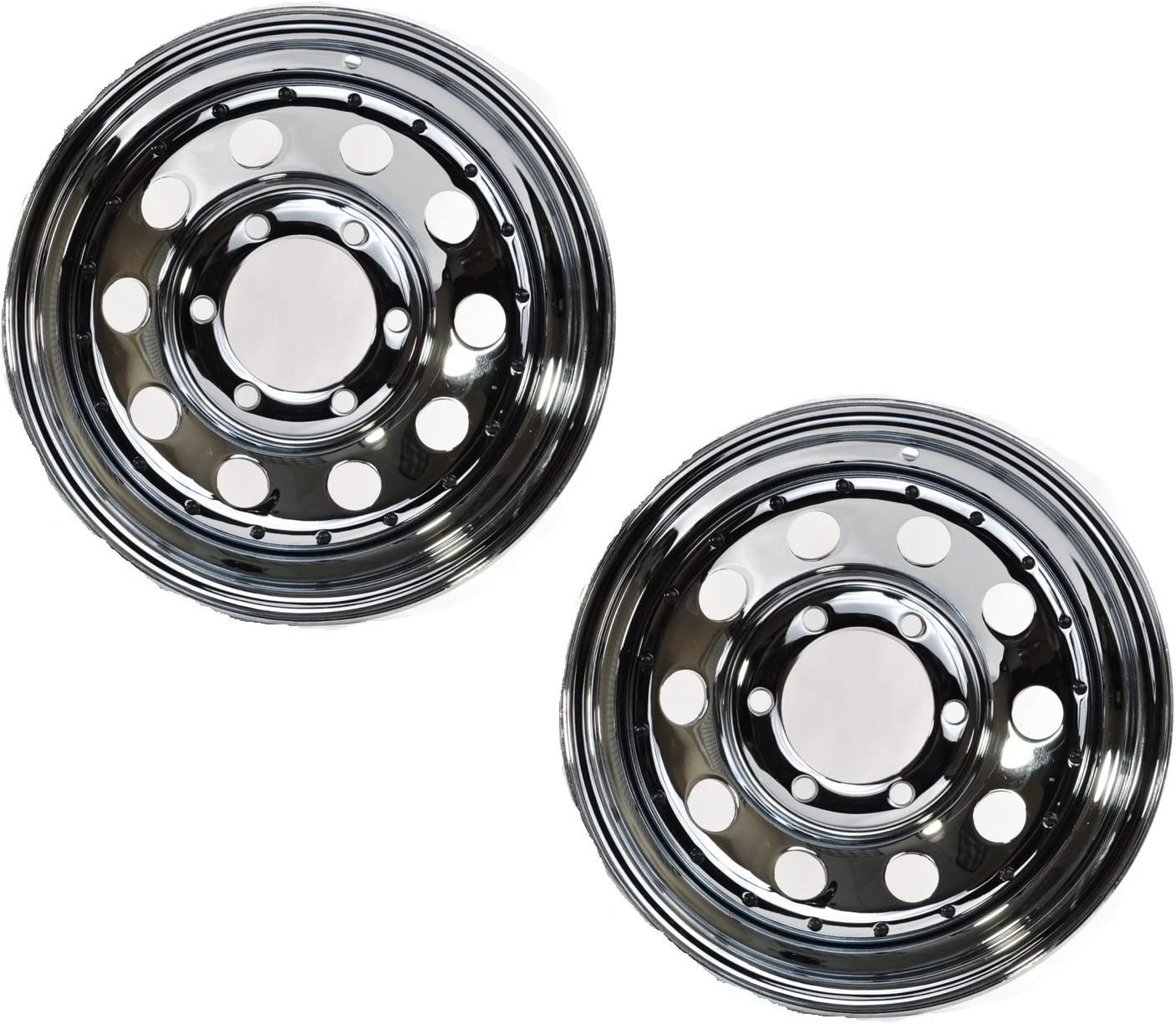 2-Pack eCustomrim Trailer Wheel Rim 15X6 6 Lug Chrome Modular w/Rivets ...