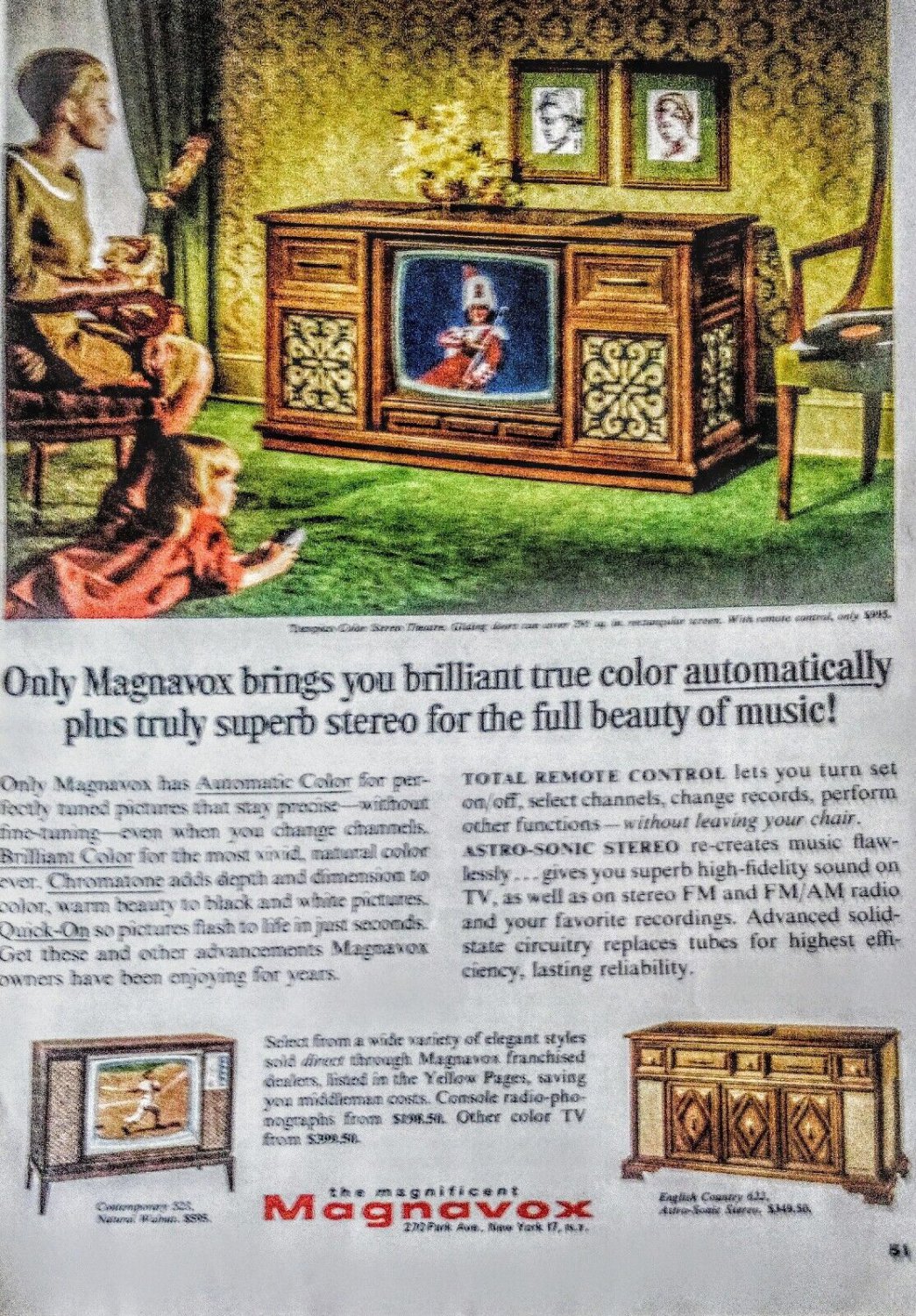 1966 Magnavox Magnificent Color TV Stereo Set & Portable Set Original ...
