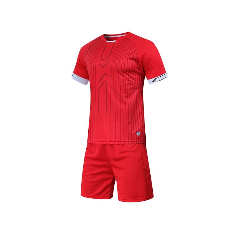 Men Soccer Jersey Training Uniforms Red Football Jersey Sets