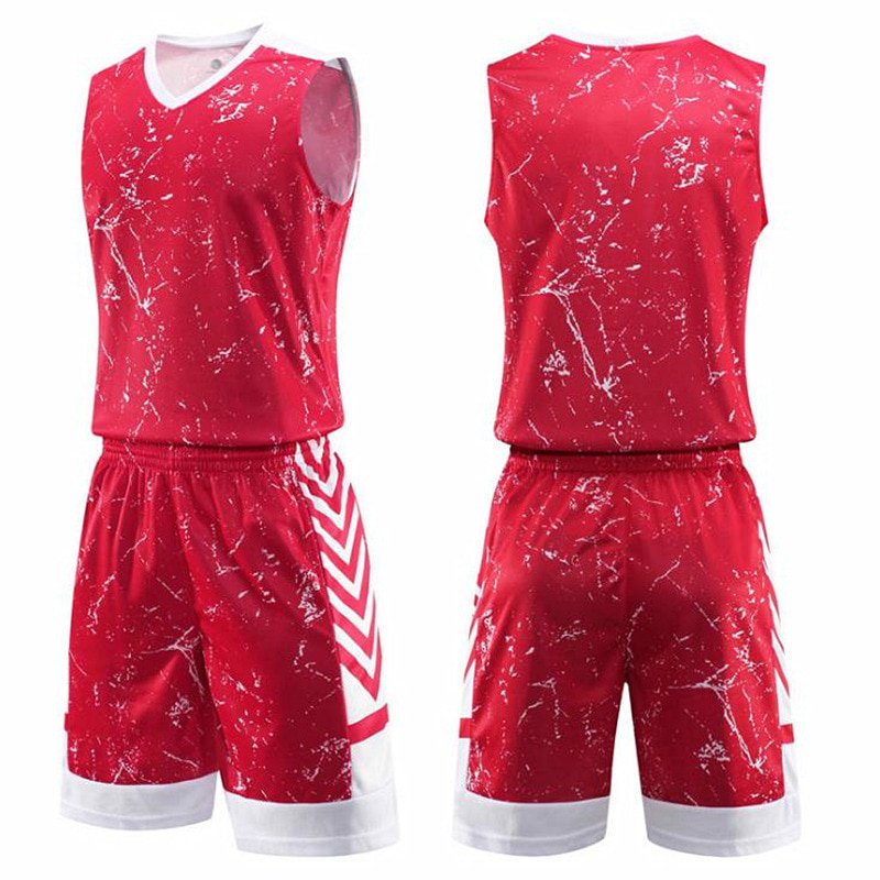 Men Kids Basketball Jersey Sports Red Basketball Sets