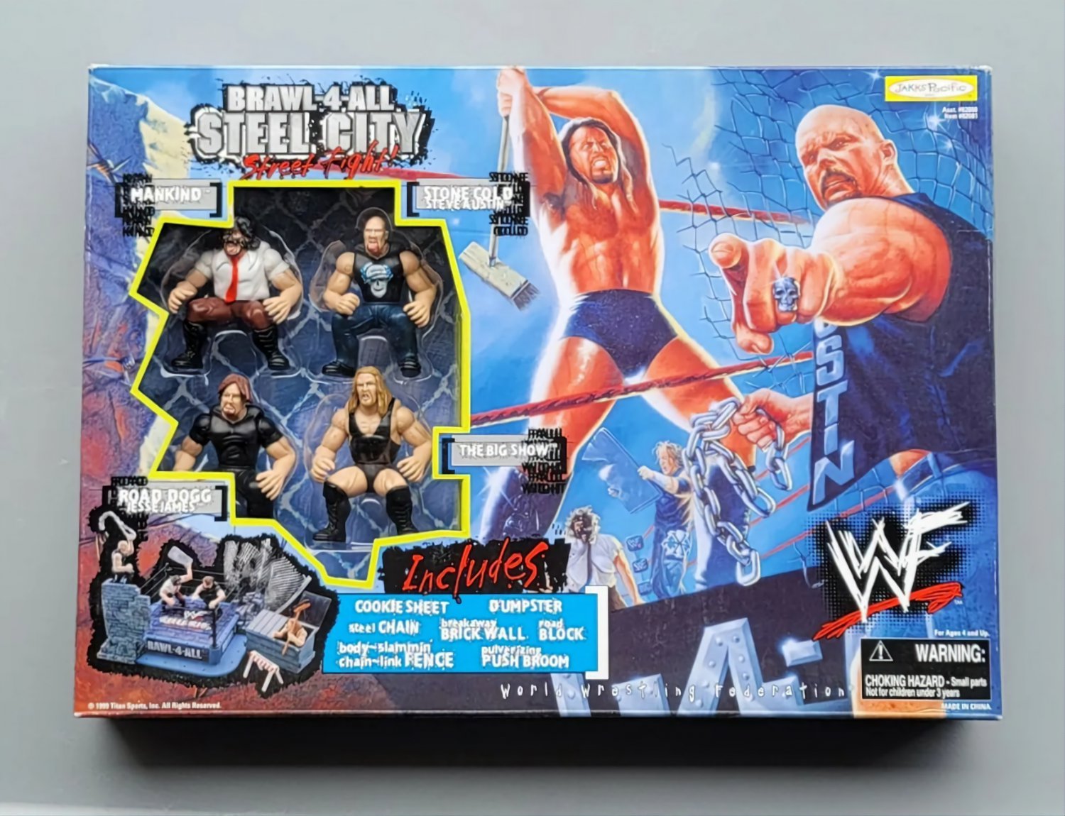 wwe wwf ljn classic brawl 4-all steel city, mankind, austin, road dog ...