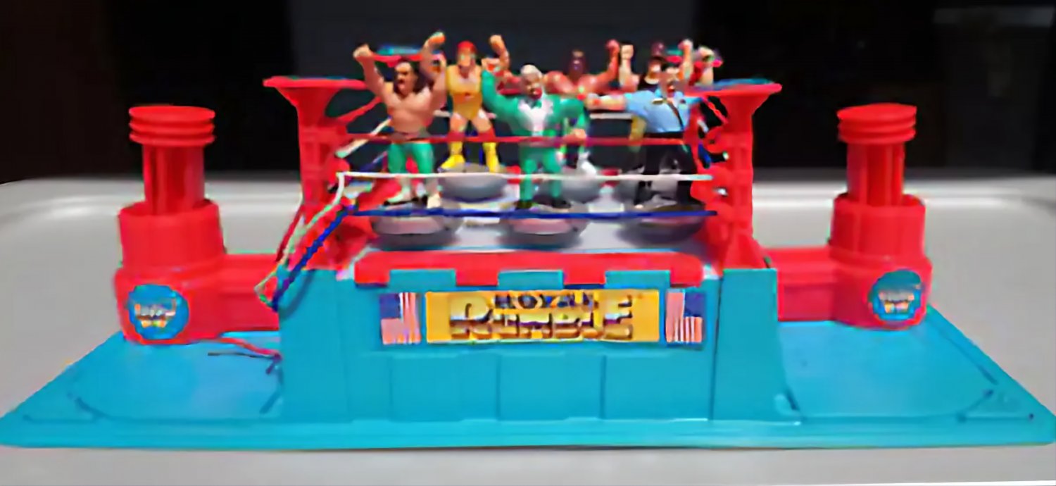 wwf ljn hasbro wrestling superstars mini royal rumble wrestling ring ...