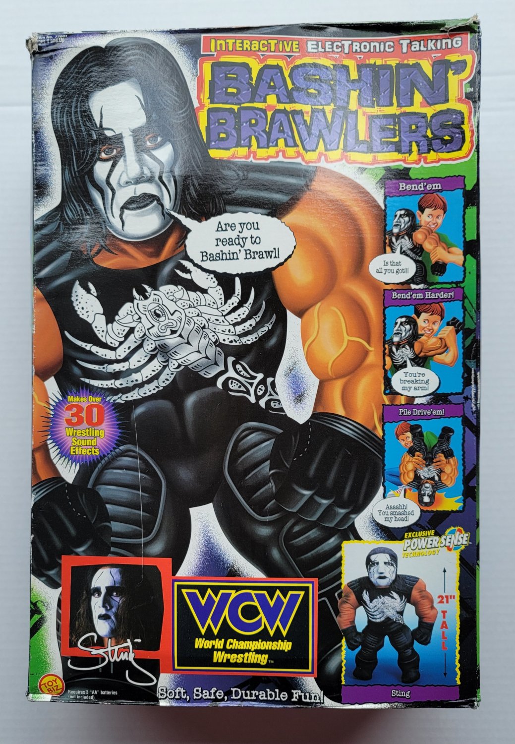 wwe wcw wwf ljn wrestling superstars electronic 21" bashin brawlers ...