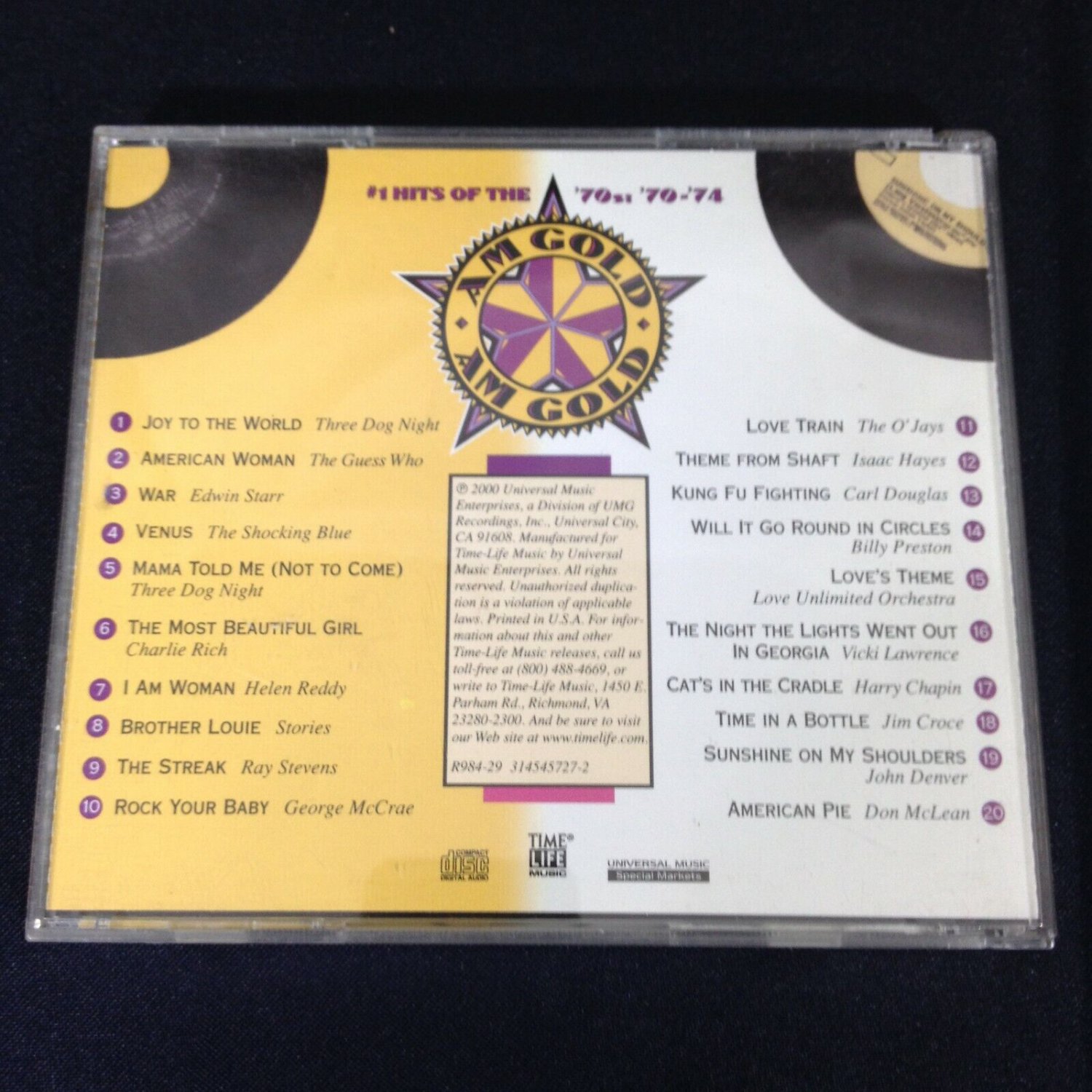 AM GOLD 70-74 #1 HITS OF THE 70'S By TIME LIFE, 20 TRACKS CD Used