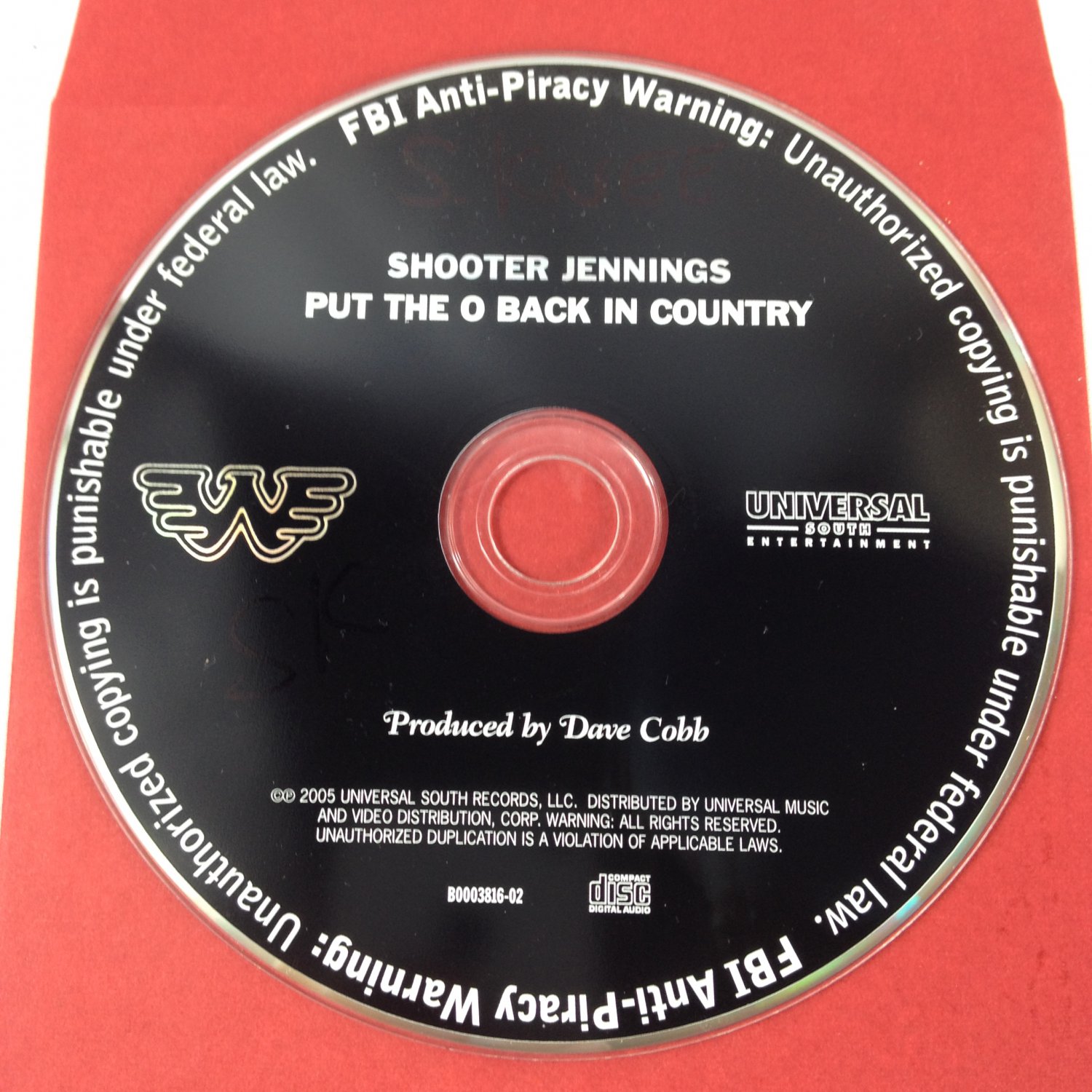 Shooter Jennings - Put the O back in Country - 2005 - Disc Only - Used.