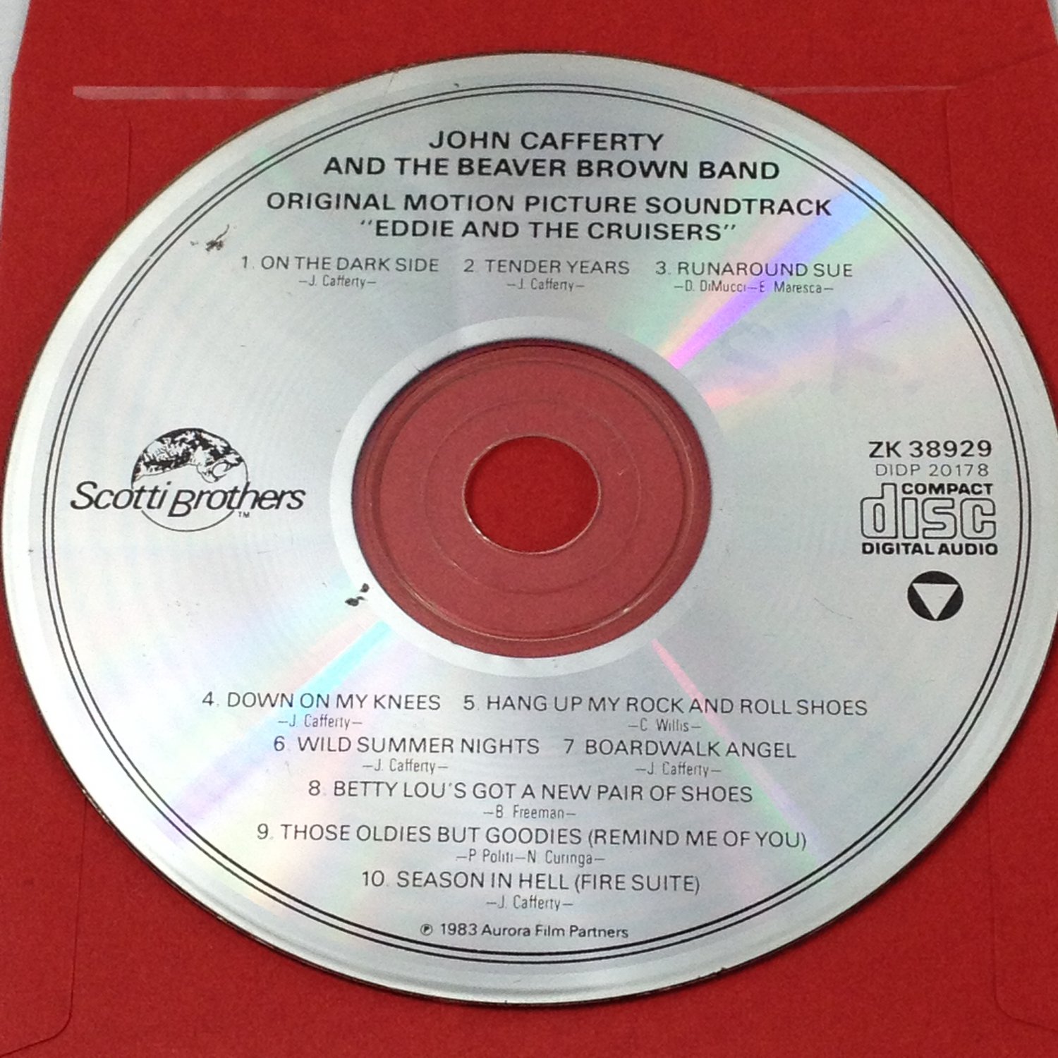 John Cafferty - Eddie and the Cruisers Soundtrack- 1983 - Disc Only - Used.