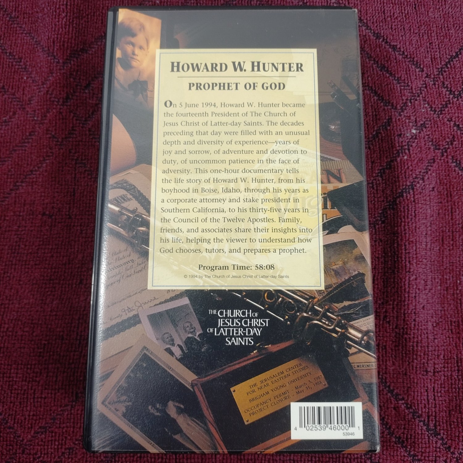 Howard W. Hunter - Prophet of God - 1994 - VHS Tape - Used