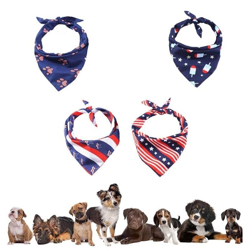 American Flag Patriotic 4th of July Dog Bandana for Dogs Blue Red White ...