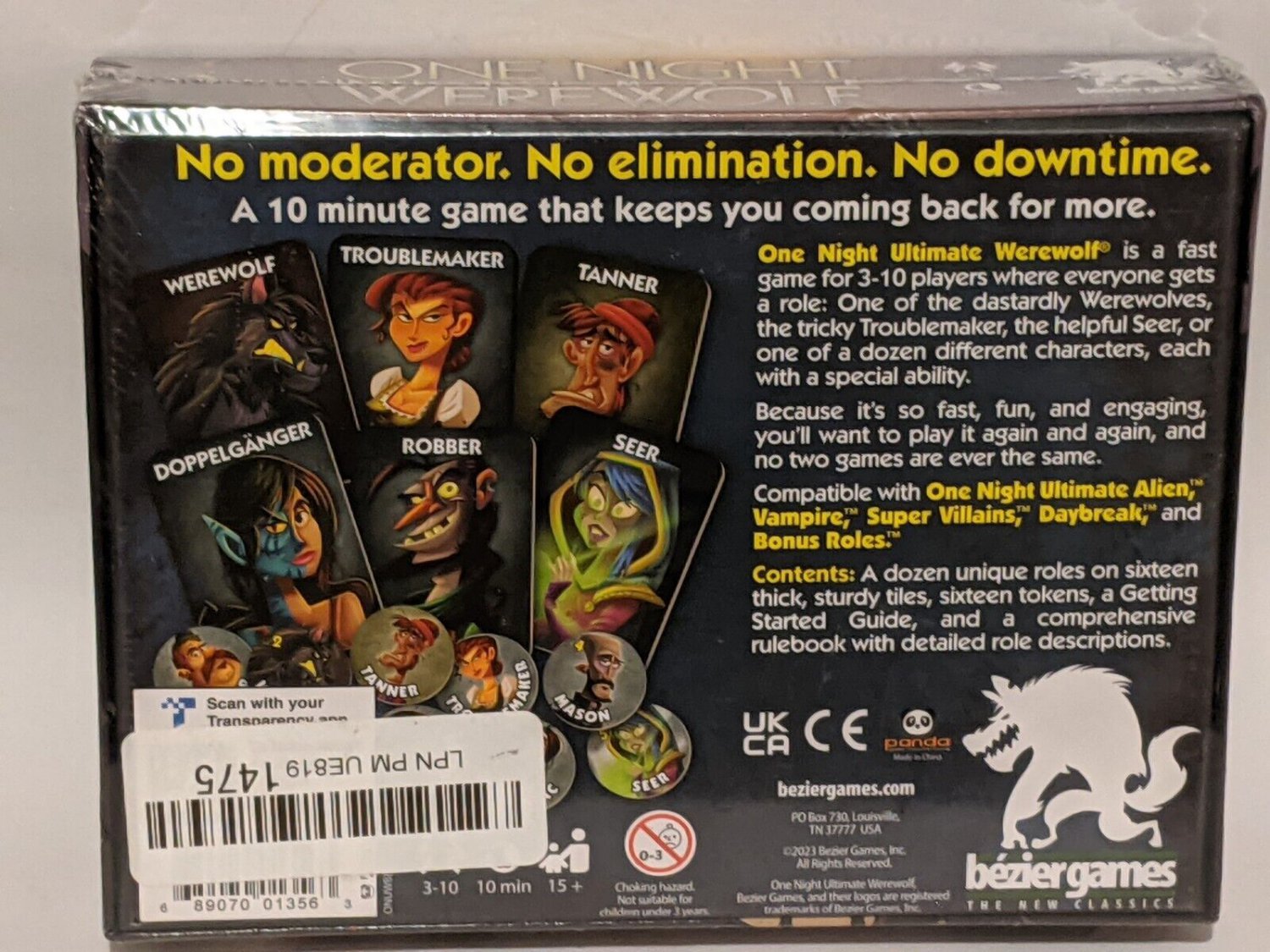 One Night Ultimate Werewolf Card Game Bezier Games 3 or More Players
