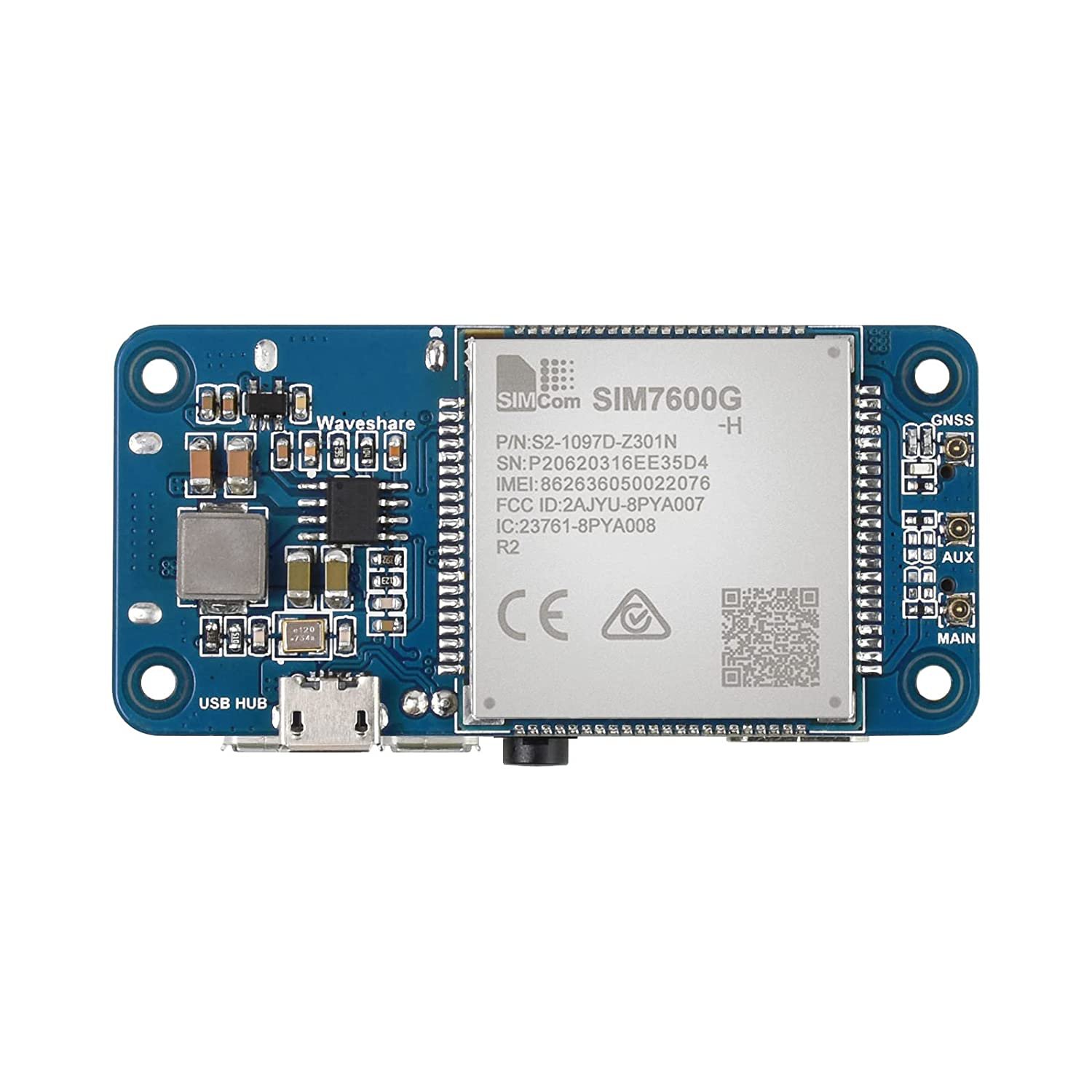Waveshare SIM7600G-H 4G HAT (B) for Raspberry Pi Supports LTE Cat-4 4G ...