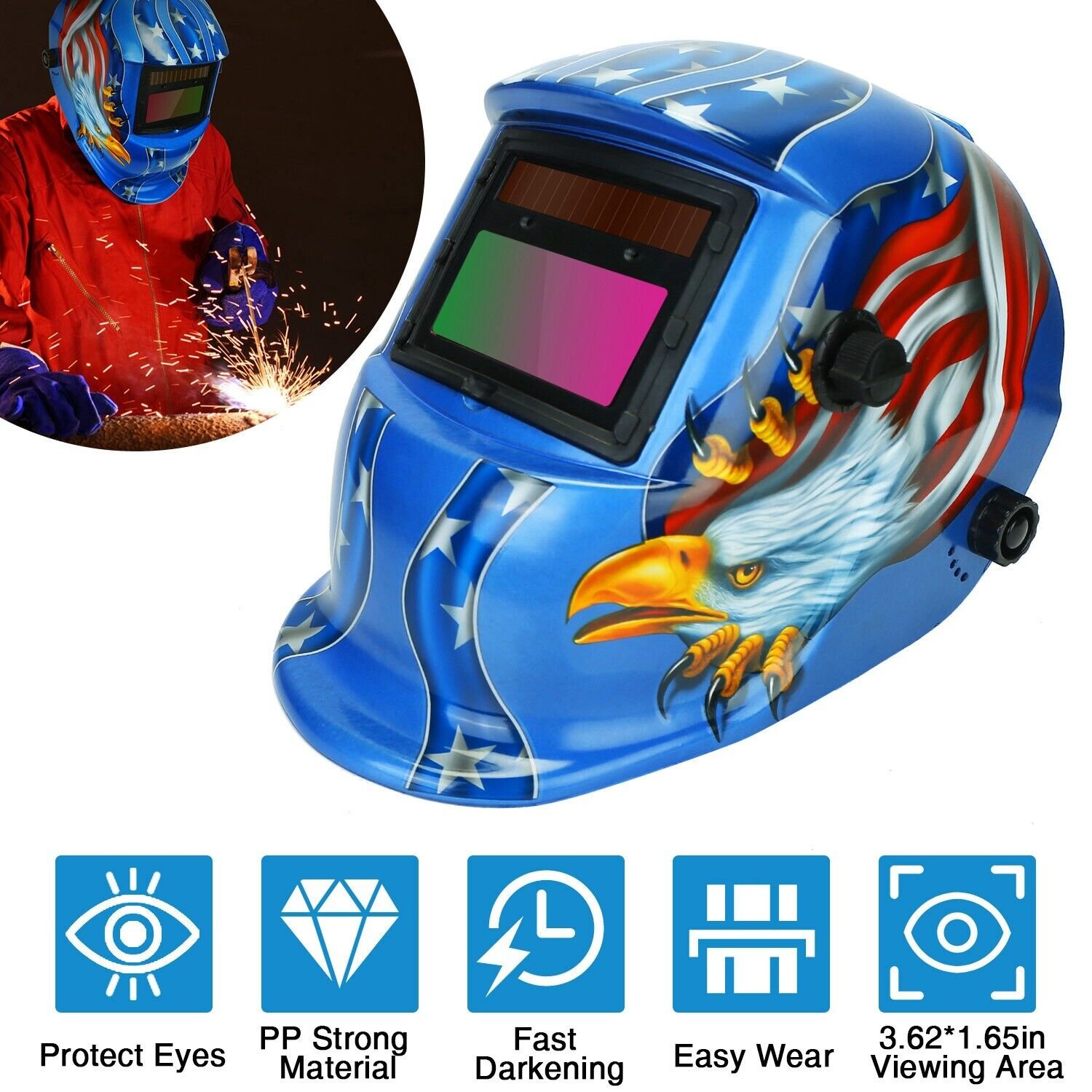 Solar Welder Helmet True Color Auto-Darkening Welding Helmet Arc Tig ...