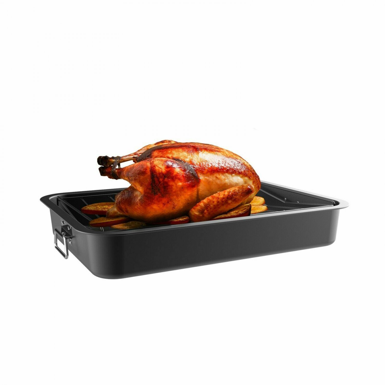 Roasting Pan Large Wire Rack Insert Drip Drain Fat Turkeys Hams 16.5 X ...
