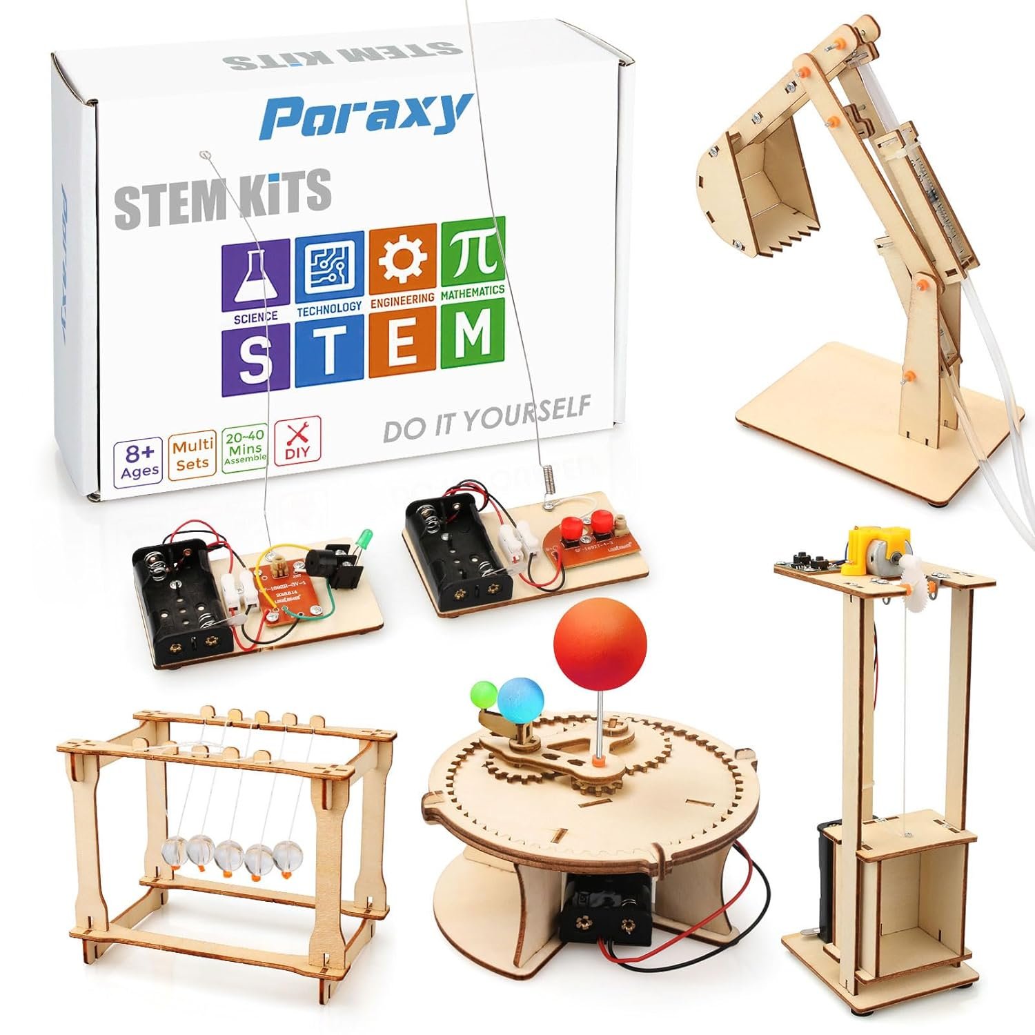 5 Set Stem Kits, Wooden Building Kits, Stem Projects For Kids Ages 8-12 ...