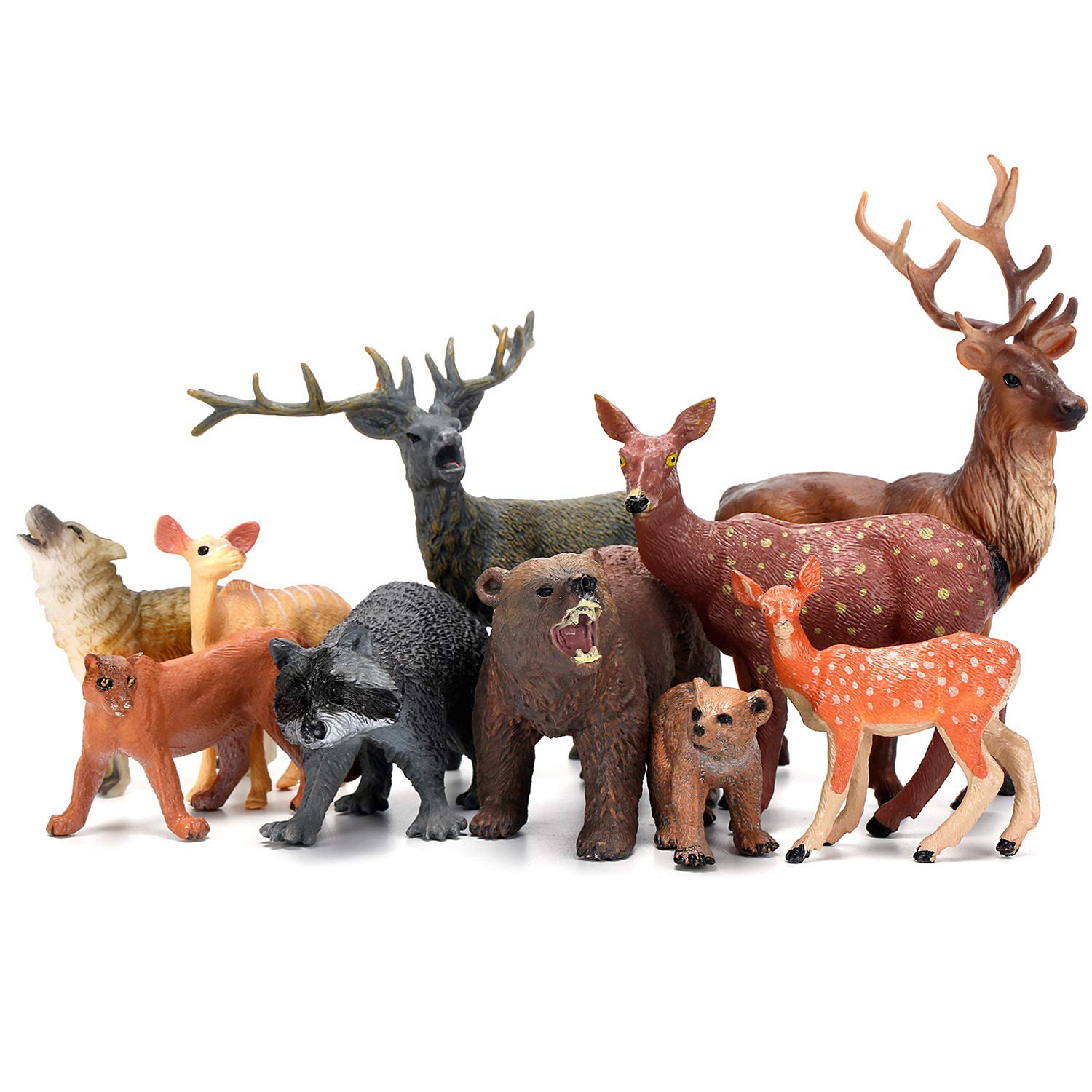 Woodland Animals Figurines Toys, 10 Piece Realistic Plastic Wild Forest ...